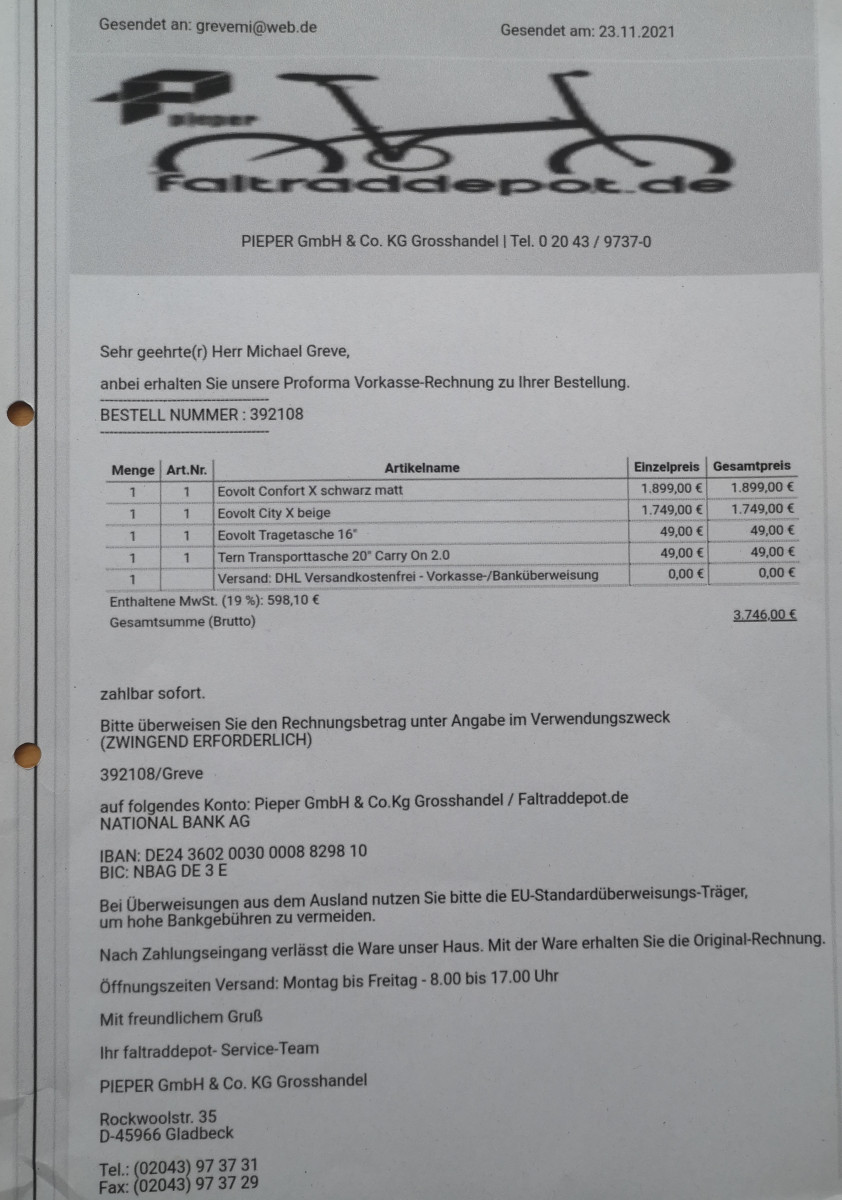 Eovolt city X beige, 16", E-bike, Klapprad, Faltrad m. Zahnriemen auf bikeboerse.com